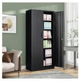 YOSITiuu Metal Storage Cabinet with 2 Doors and 6 Shelves,Black Metal ...