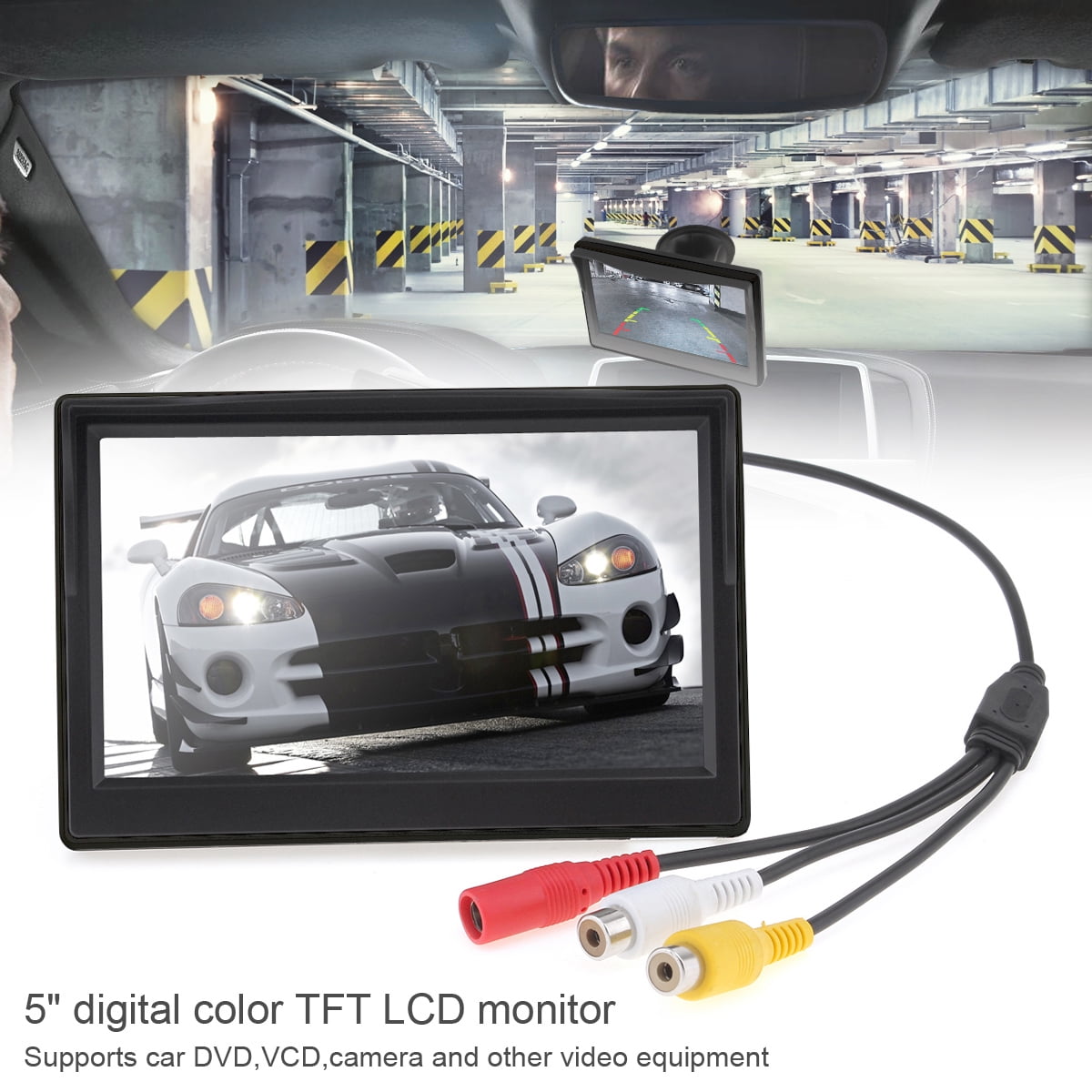 5 Inch Car TFT LCD Monitor 800*480 16:9 Screen 2 Way Video Input For ...