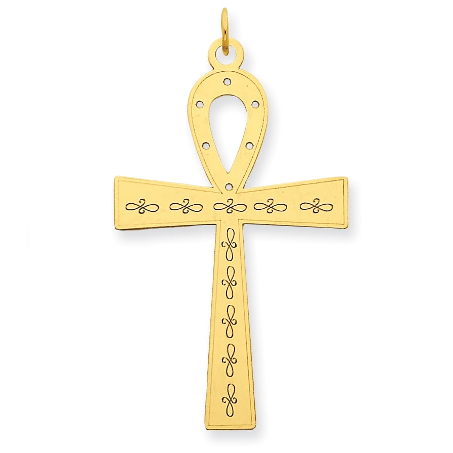 14K Laser Designed Cross Pendant New Religious Charm Yellow Gold ...