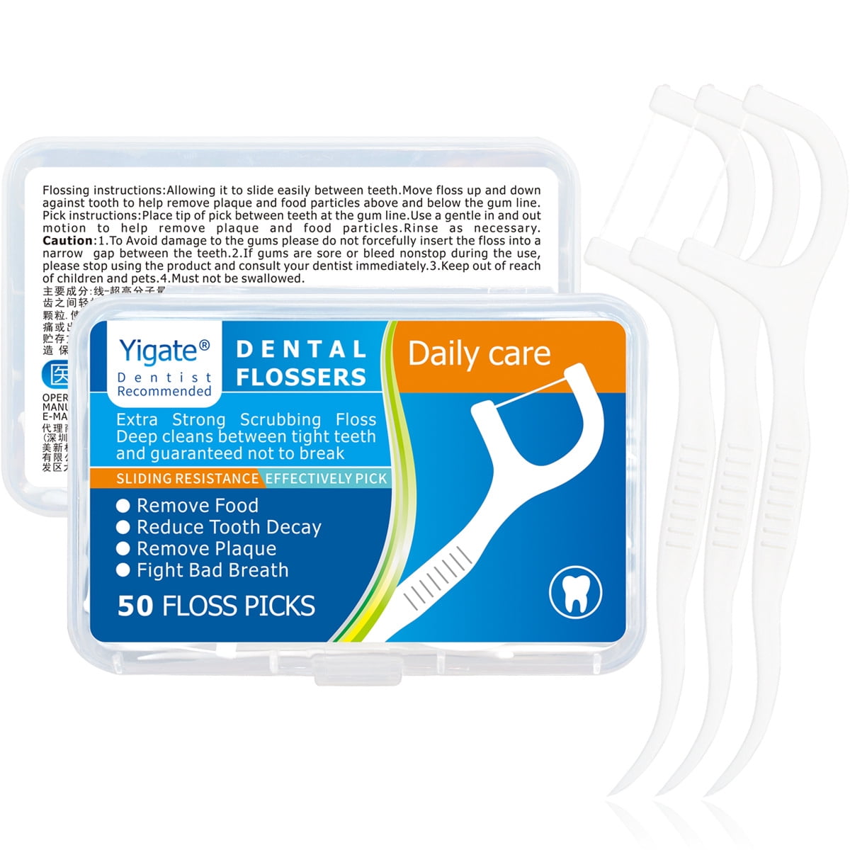 Advanced Care Flossers, Fresh Mint Dental String Floss Picks, 100 Count ...