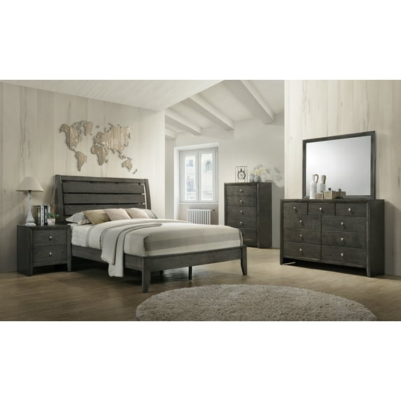 Jewel Gray Panel Bedroom Set Special Full 3 Piece: Bed, Dresser, Mirror ...