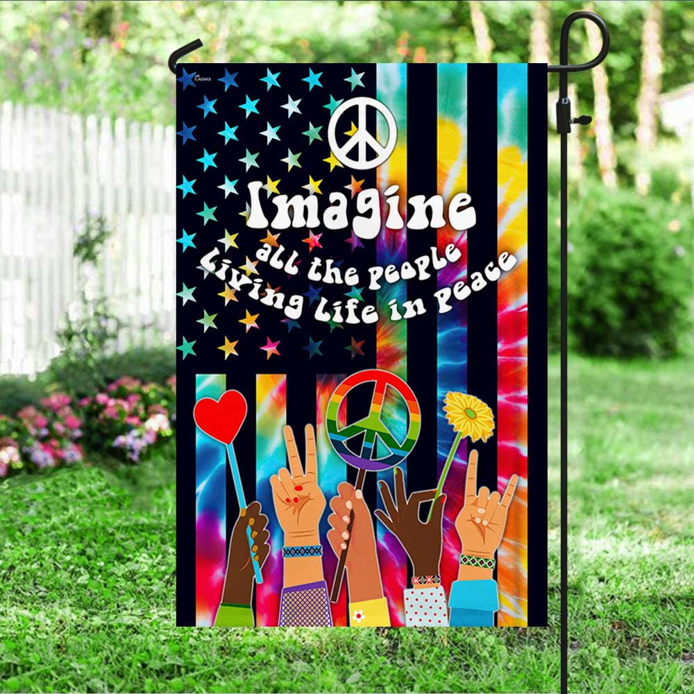 FLAGWIX Hippie Flag Imagine All The People Living Life In Peace ...