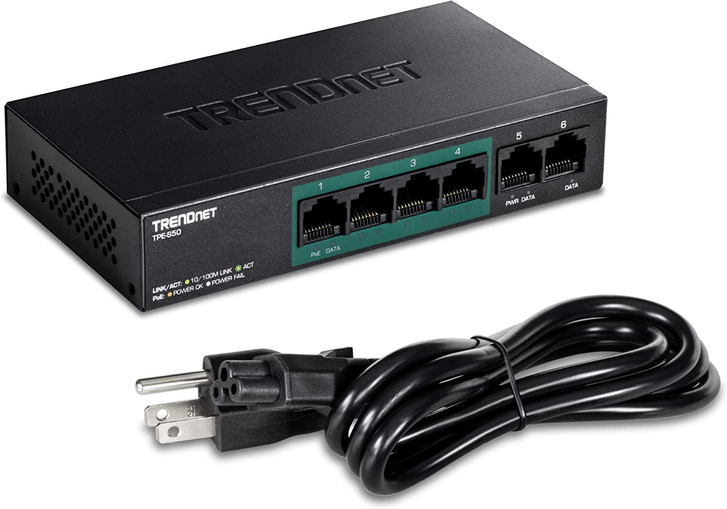 TRENDnet TPE-S50 6-Port Fast Ethernet PoE+ Switch - Walmart.com