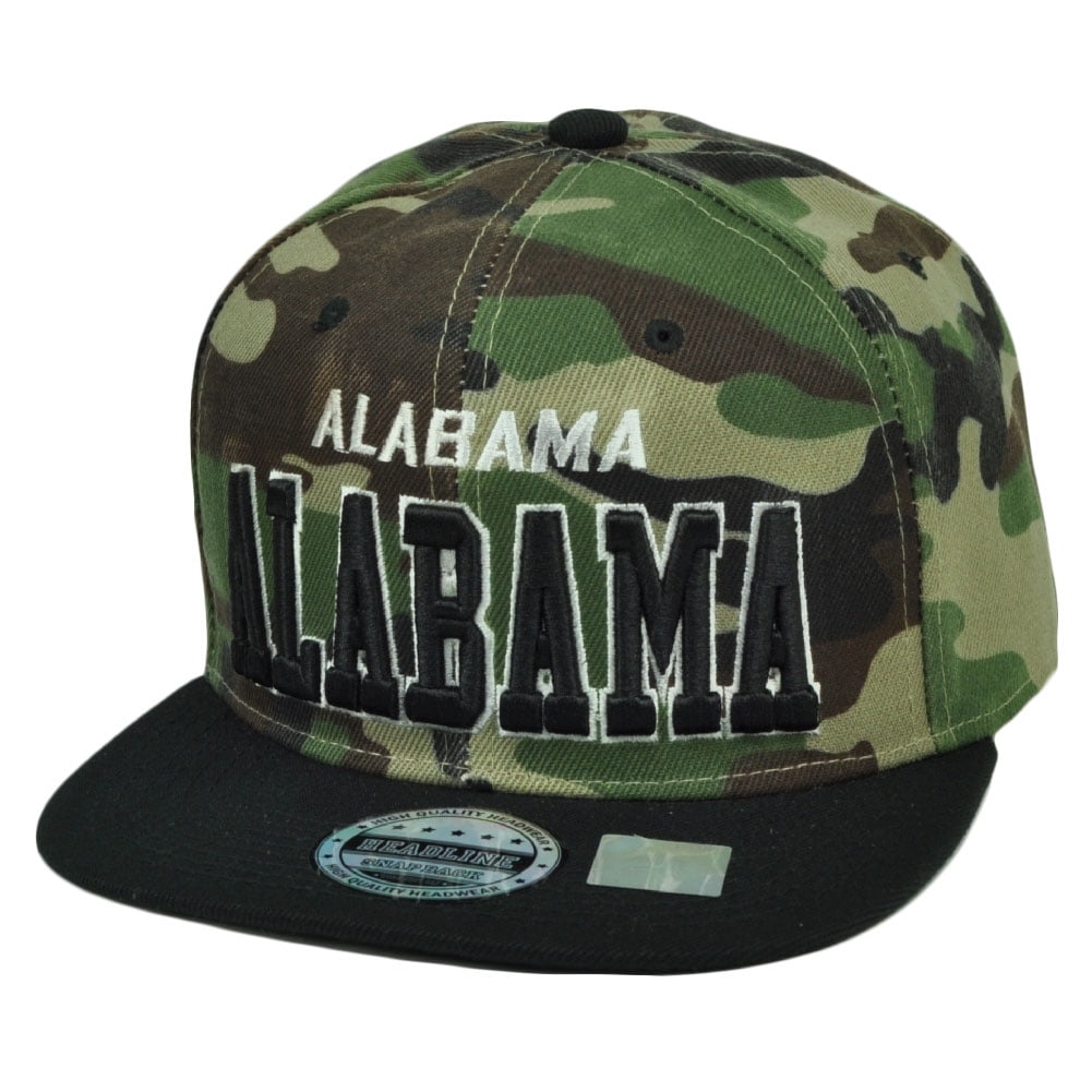 Alabama State Camouflage Camo Snapback Flat Bill Hat Cap USA Bama ...