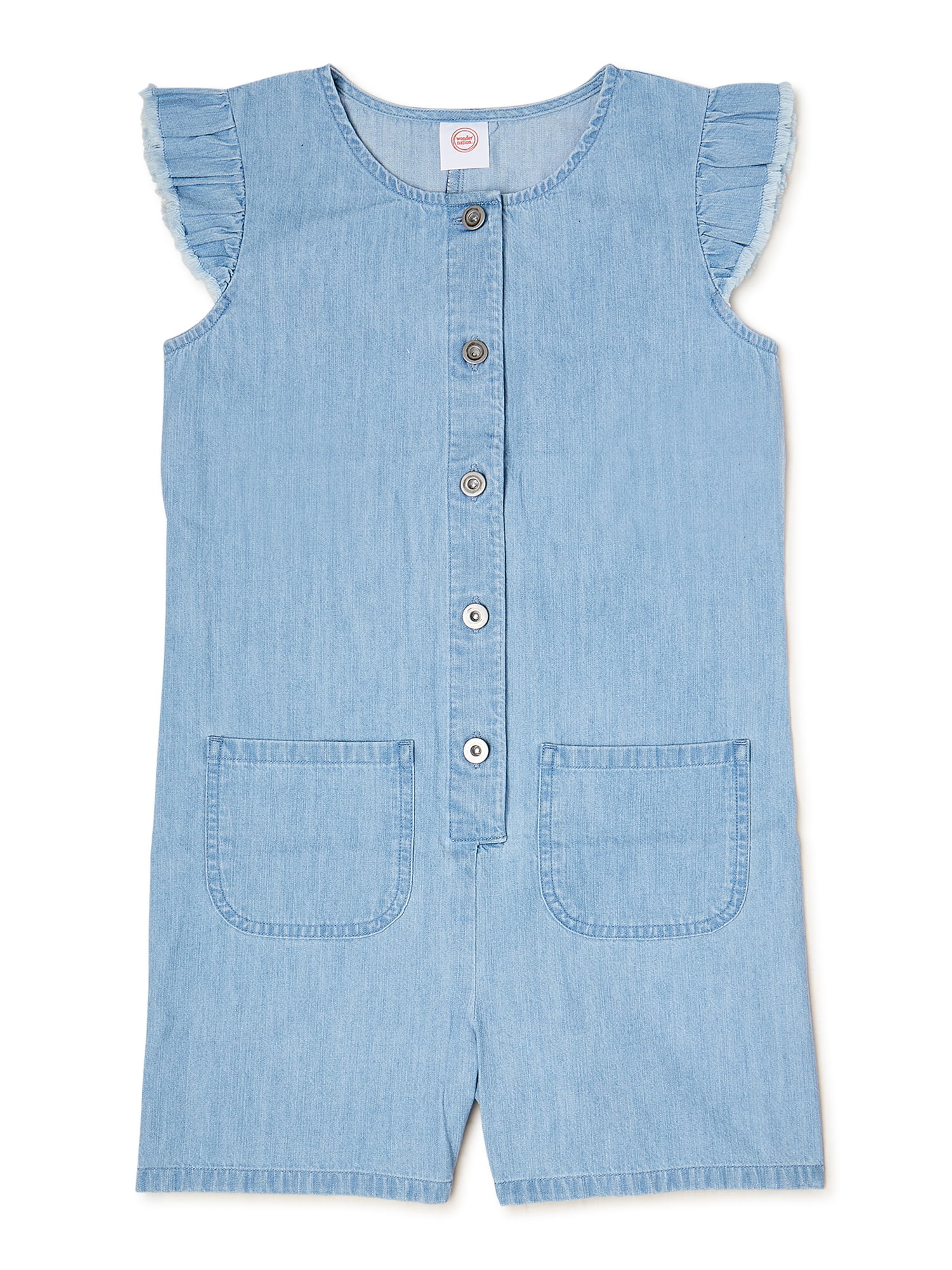 Wonder Nation Girls Ruffle Sleeve Romper Sizes 4-18 & Plus - Walmart.com