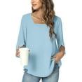 JuneFish Women's Fall Casual T-Shirt Square Neck Tunic Tops for ...