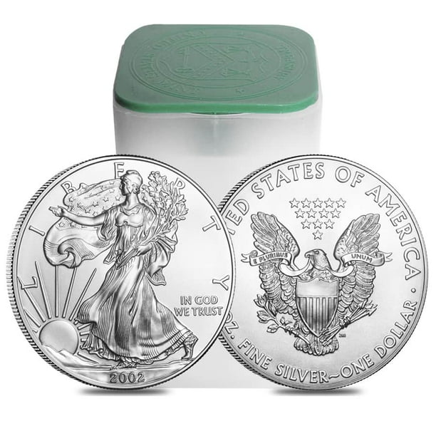 Roll of 20 - 2002 1 oz Silver American Eagle $1 Coin BU - Walmart.com