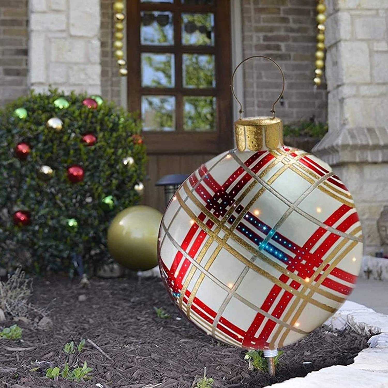 2 pcs Christmas Giant Inflatable Decorated Ball - Extra Large Outdoor ...