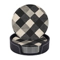 6-Piece Set Of Round Coasters Water-Resistant Leather Double-Sided Non ...