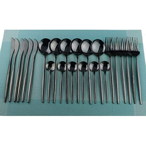 Nvzi 40-Piece Silverware Set Stainless Steel Reusable Utensils Forks ...