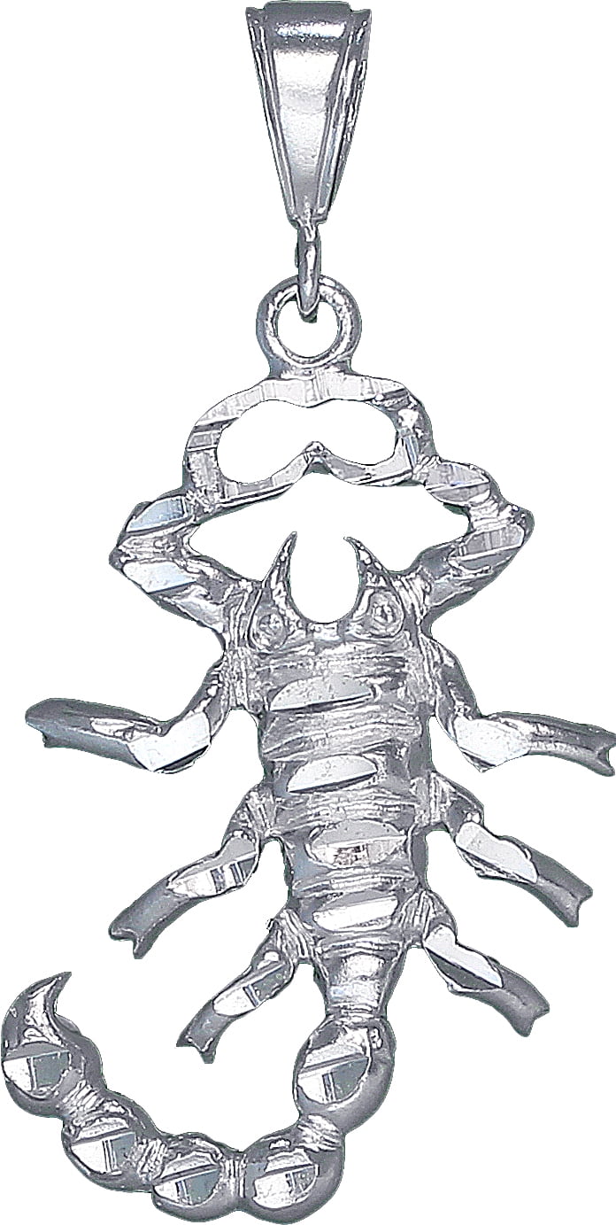 Sterling Silver Scorpion Charm Pendant Necklace with Diamond Cut Finish ...