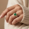 2wist Designs 18K Yellow Gold Plated Round Emerald Green Halo Floral ...