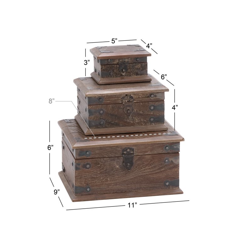 DecMode Brown Reclaimed Wood Decorative Box With Hinged, 43% OFF