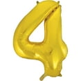 Unique Industries Foil Big Number 4 Shaped 34" Gold Solid Print Balloon ...