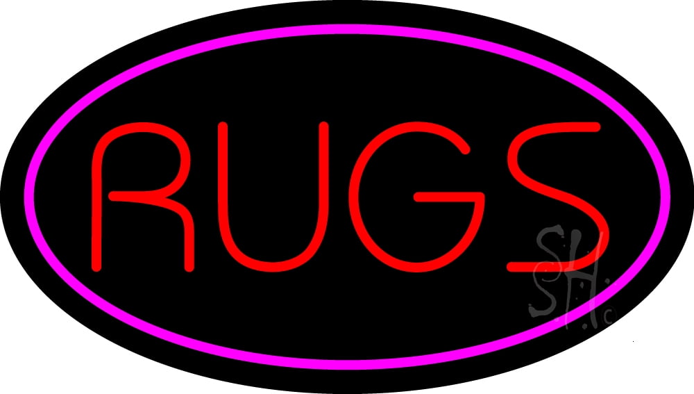 Rugs Oval Purple LED Neon Sign 13 x 24 - inches Black Square Cut ...