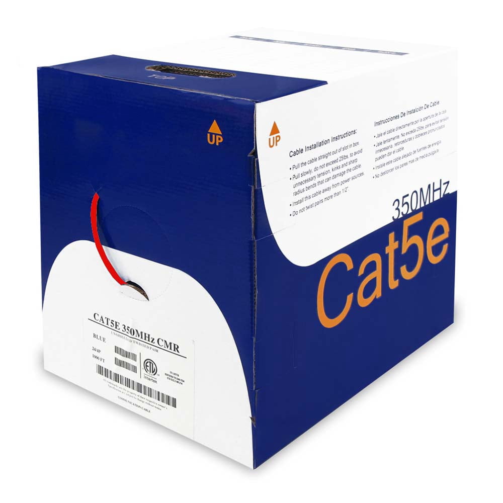 Cable Central LLC 1000Ft Cat.5E Solid Wire Bulk Cable Red CMR - 1000 ...