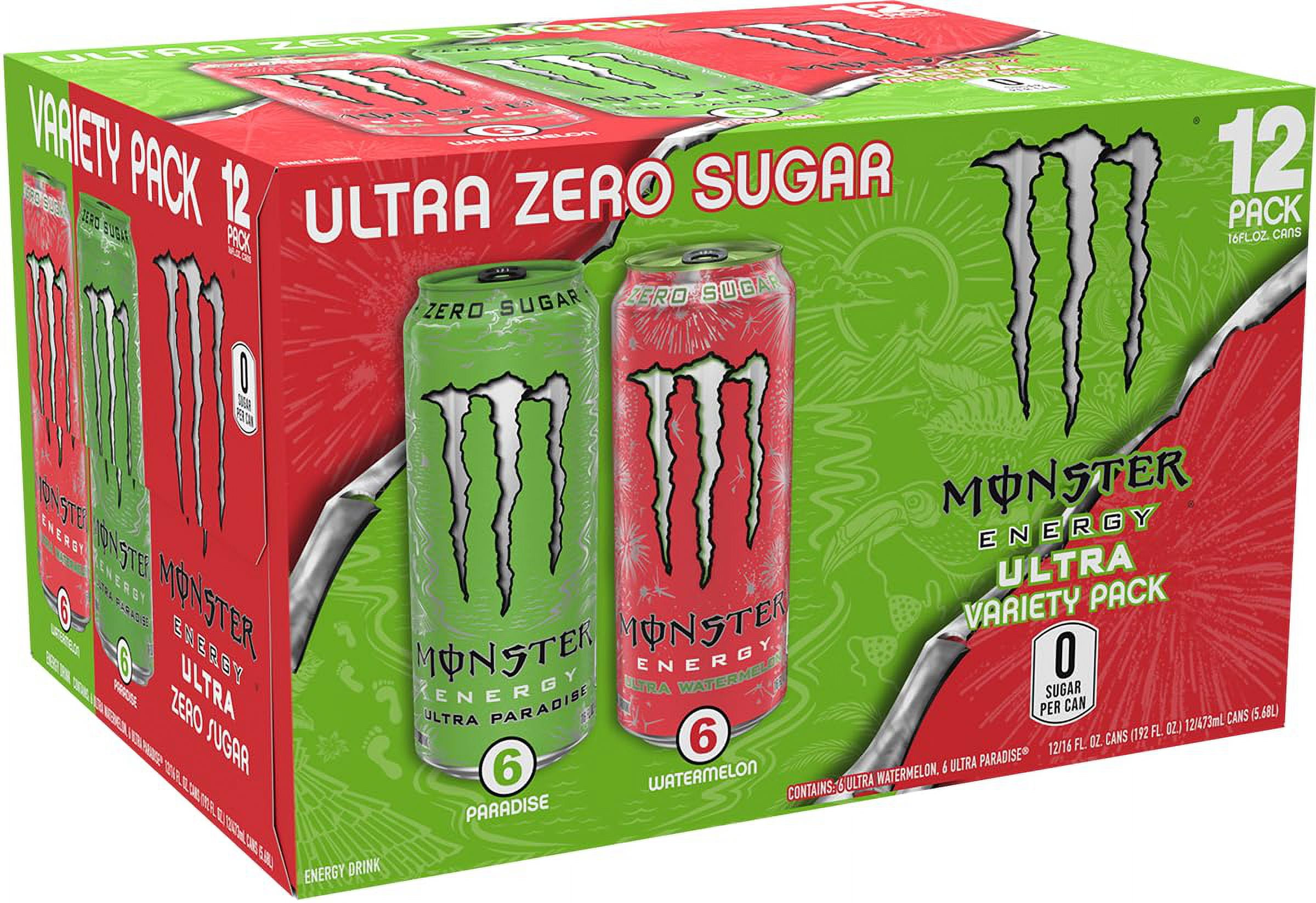 Monster Energy Drink Ultra Paradise And Ultra Watermelon, Variety Pack ...
