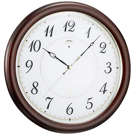 Seiko clock wall clock dark brown wood diameter 333 × 47mm radio wave ...