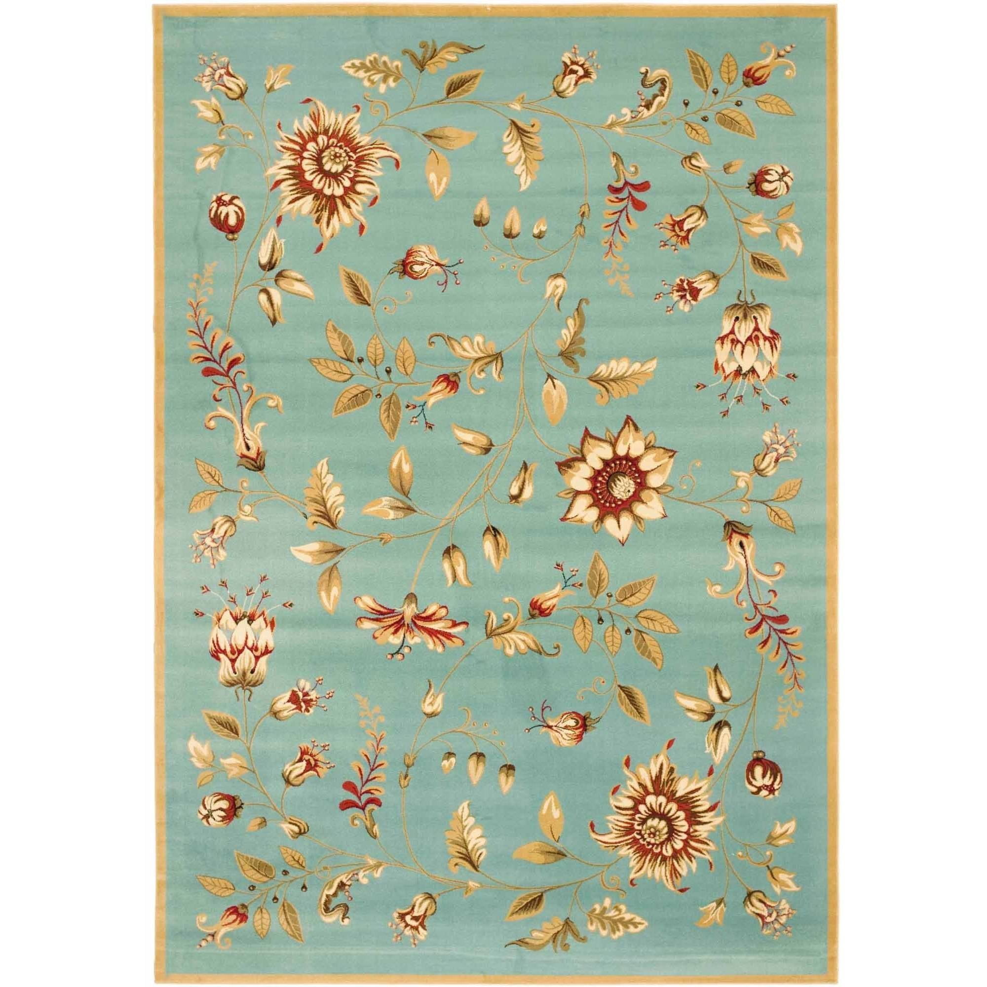 SAFAVIEH Lyndhurst Milo Floral Border Area Rug, Blue/Multi, 8'9" x 12 ...