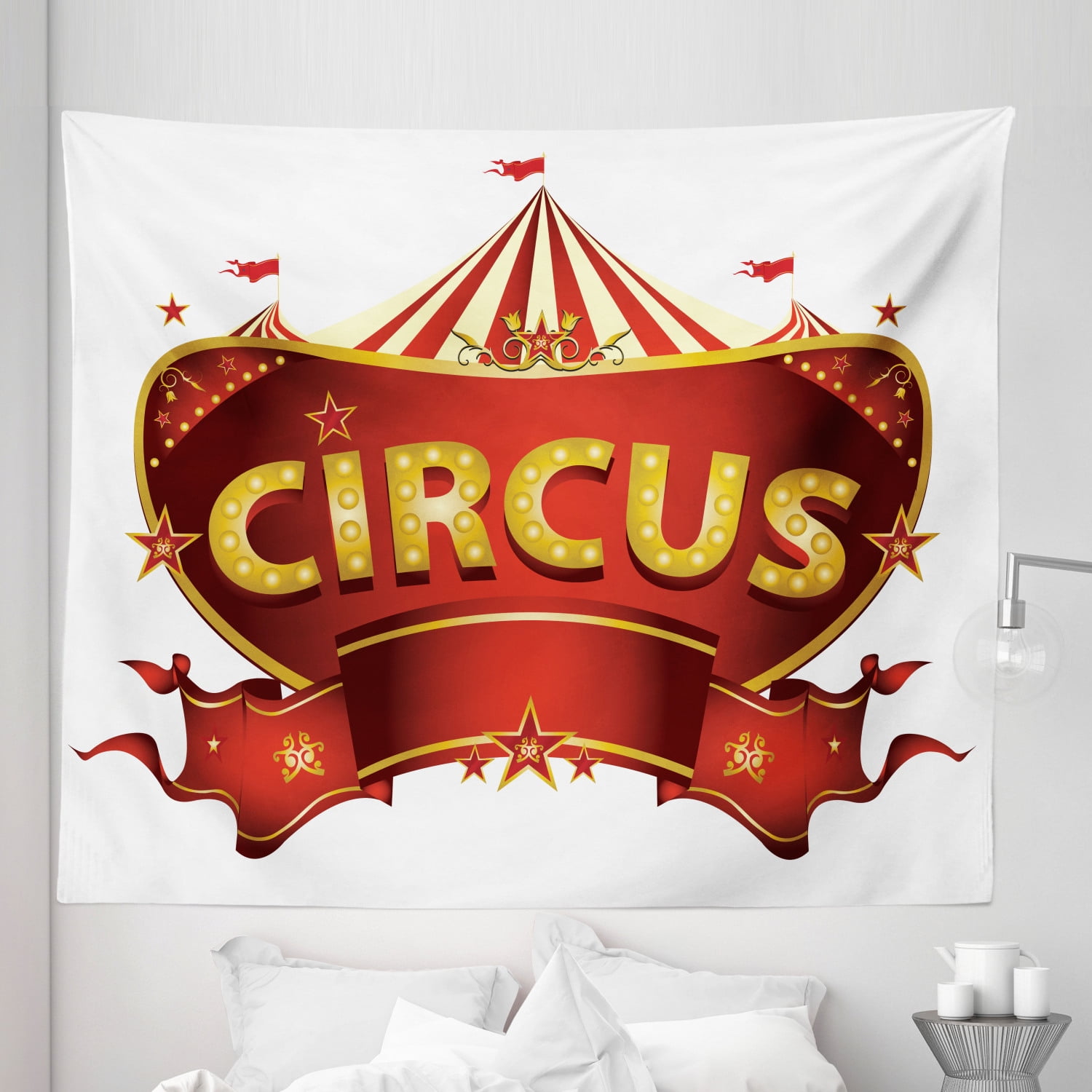 Circus Tapestry, Circus Sign Baroque Style Big Top Enjoyment Theme ...