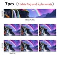 7 Piece Linen Table Runner and Placemats Set, Rainbow Waterfall Fantasy ...