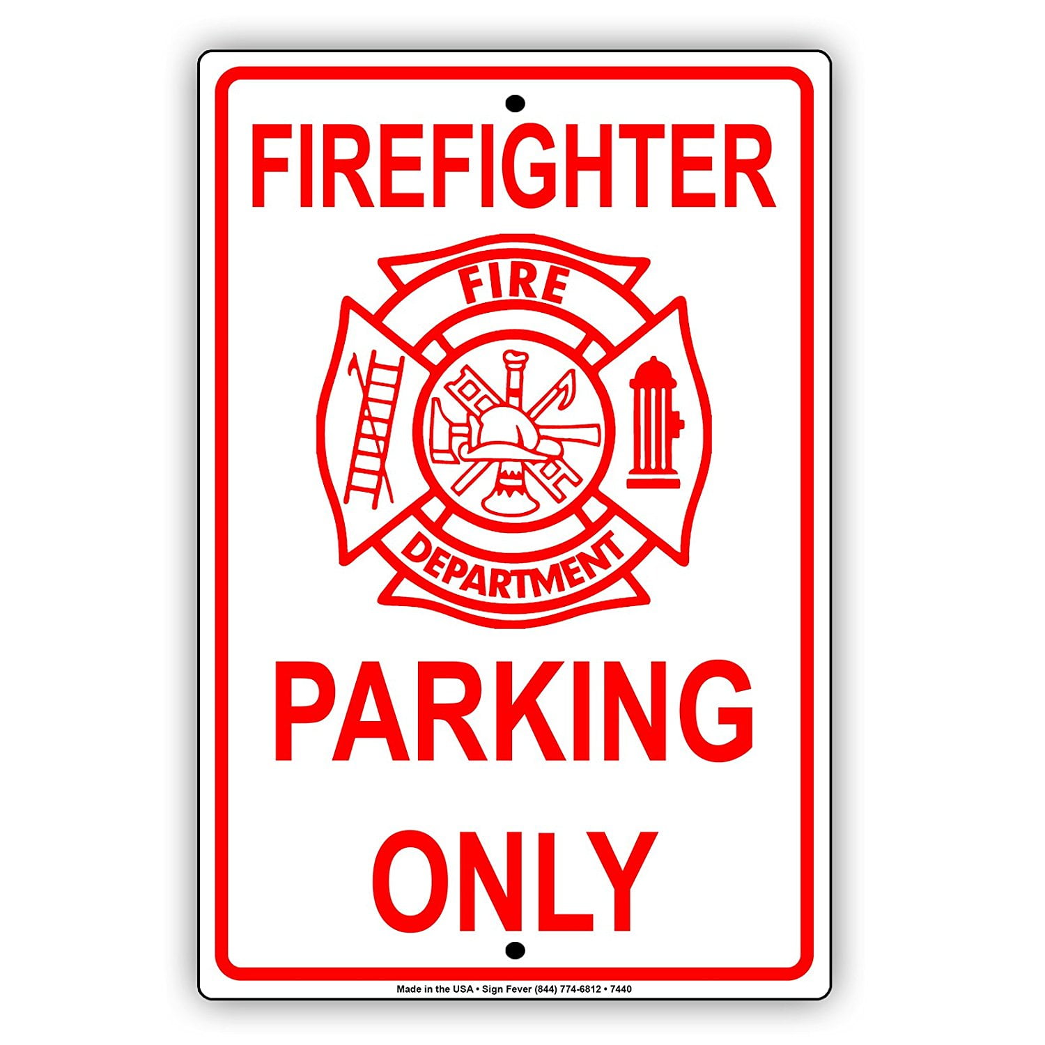 Firefighter Parking Only With Picture Beware Alert Notice Warning ...