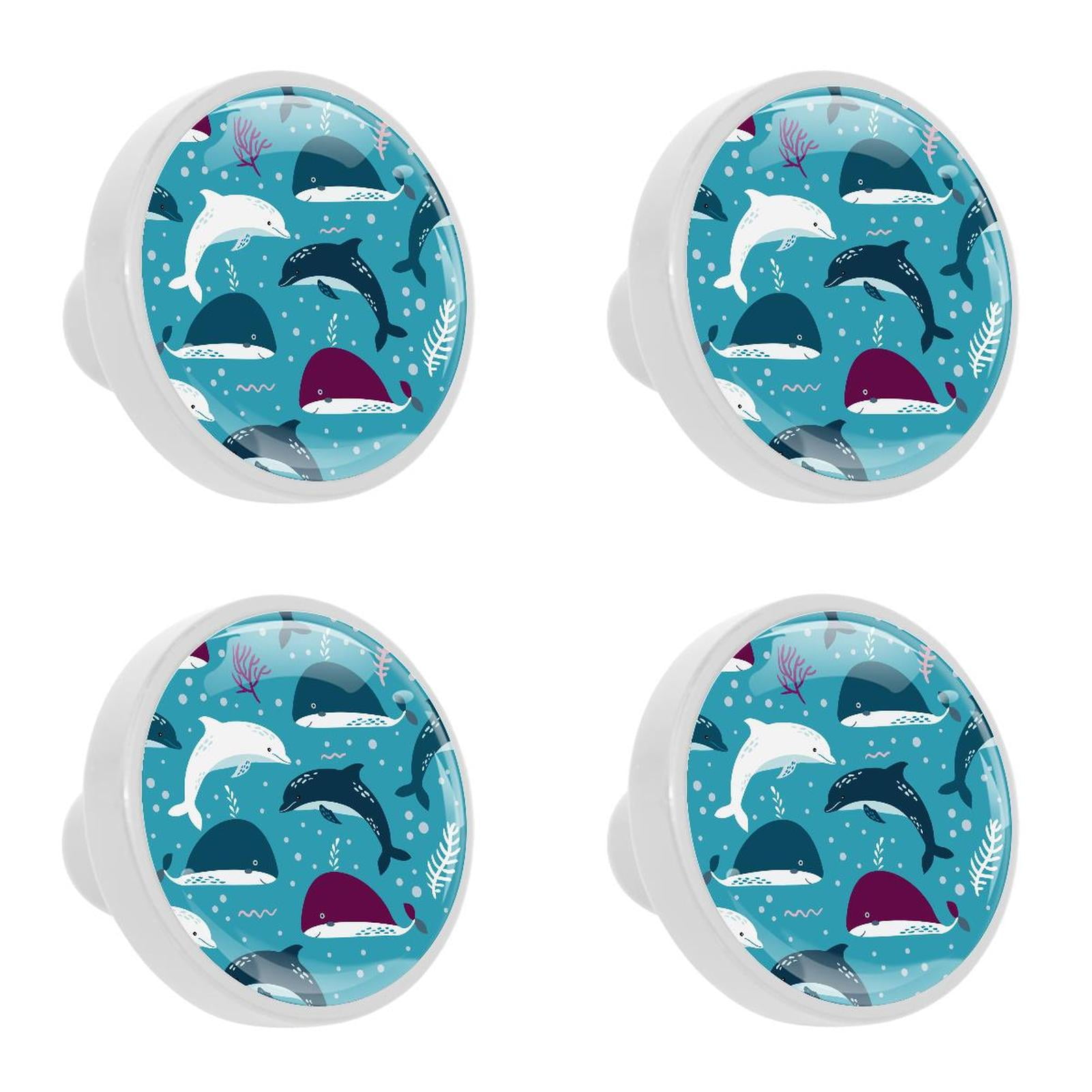 4 Pcs Whale Knobs for Kitchen Cabinet Cupboard Dresser Bookcase Drawer Pulls Handles Round Home ...
