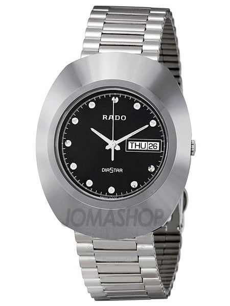 Rado - Rado Diastar Black Dial Stainless Steel Men's Watch R12391153 ...