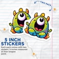(2 Pack) Colorful Monster Stickers - Happy Cyclops Creature Decals ...