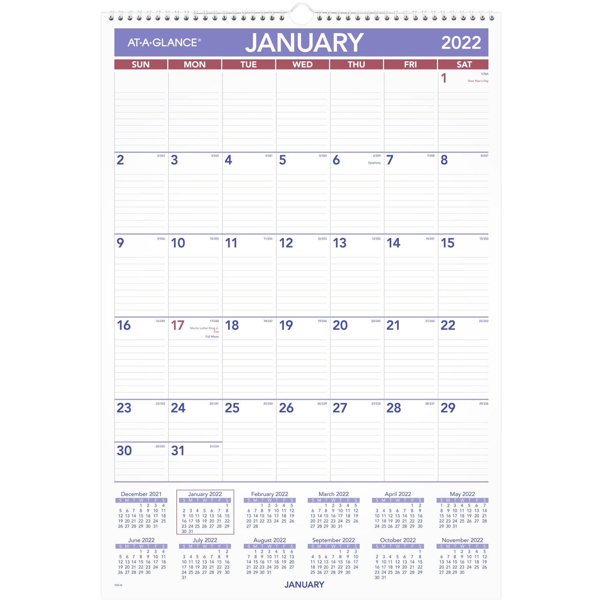 AT A GLANCE Monthly Wall Calendar 15 1 2 X 22 3 4 January 2022 To
