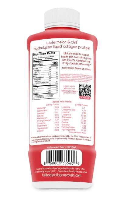 Buy FULL BODY IMPACT Liquid Collagen Protein w/BCAAs - 16,000mg (16g ...