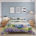 Blue Purple Hydrangea Comforter Set King Size, Summer Floral Butterfly ...