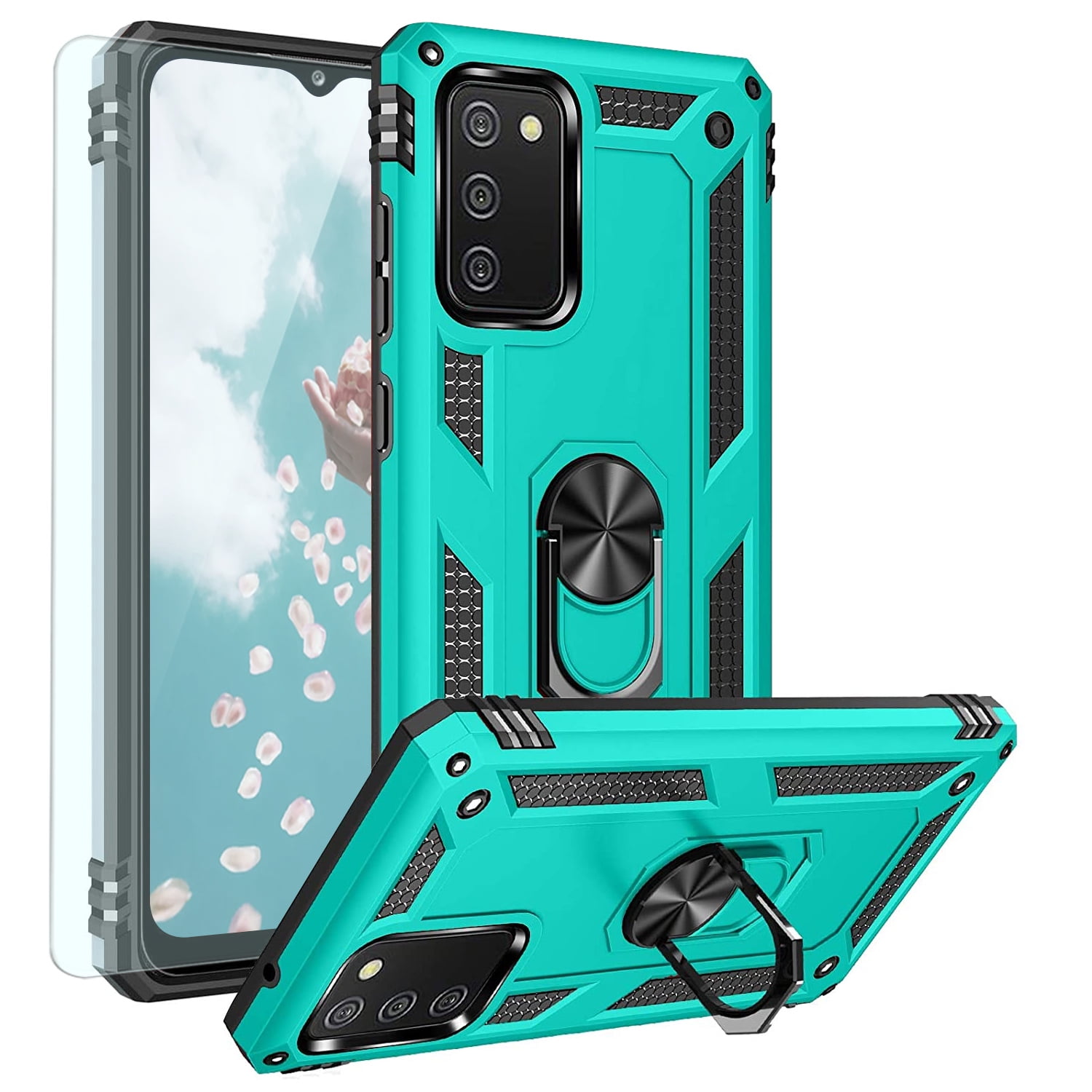 TJS Phone Case for Samsung Galaxy A03S, with [Tempered Glass Screen ...