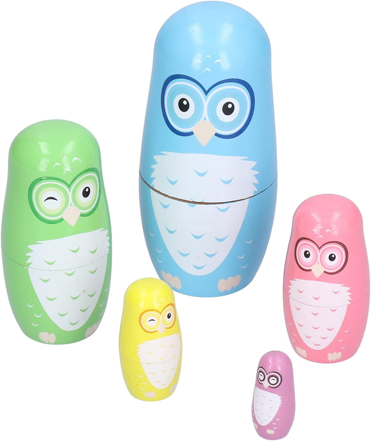 Adorno de anidación, búho de dibujos animados, arte artesanal, muñecas ...