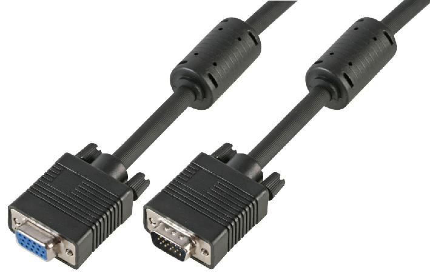 PRO SIGNAL - SVGA HD15 Male to Female Monitor Lead 1m Black - All Pins ...