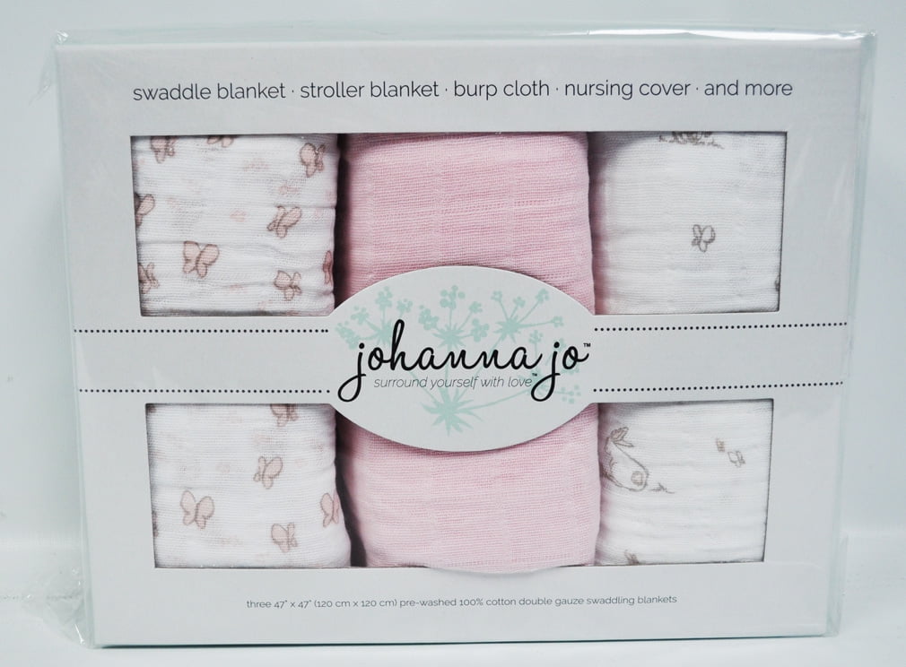 Baby Swaddle Blanket Pack of 3 Pink, Butterfly, and Bunny - Walmart.com