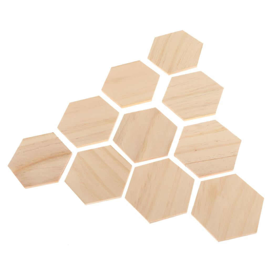 10pcs Wooden agon Shapes Cut Wood Base Cutout Slice 90x78mm - Walmart.com