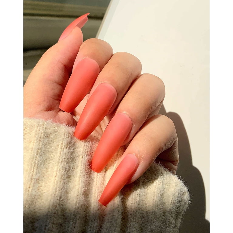 Coral Acrylic Nails For Prom