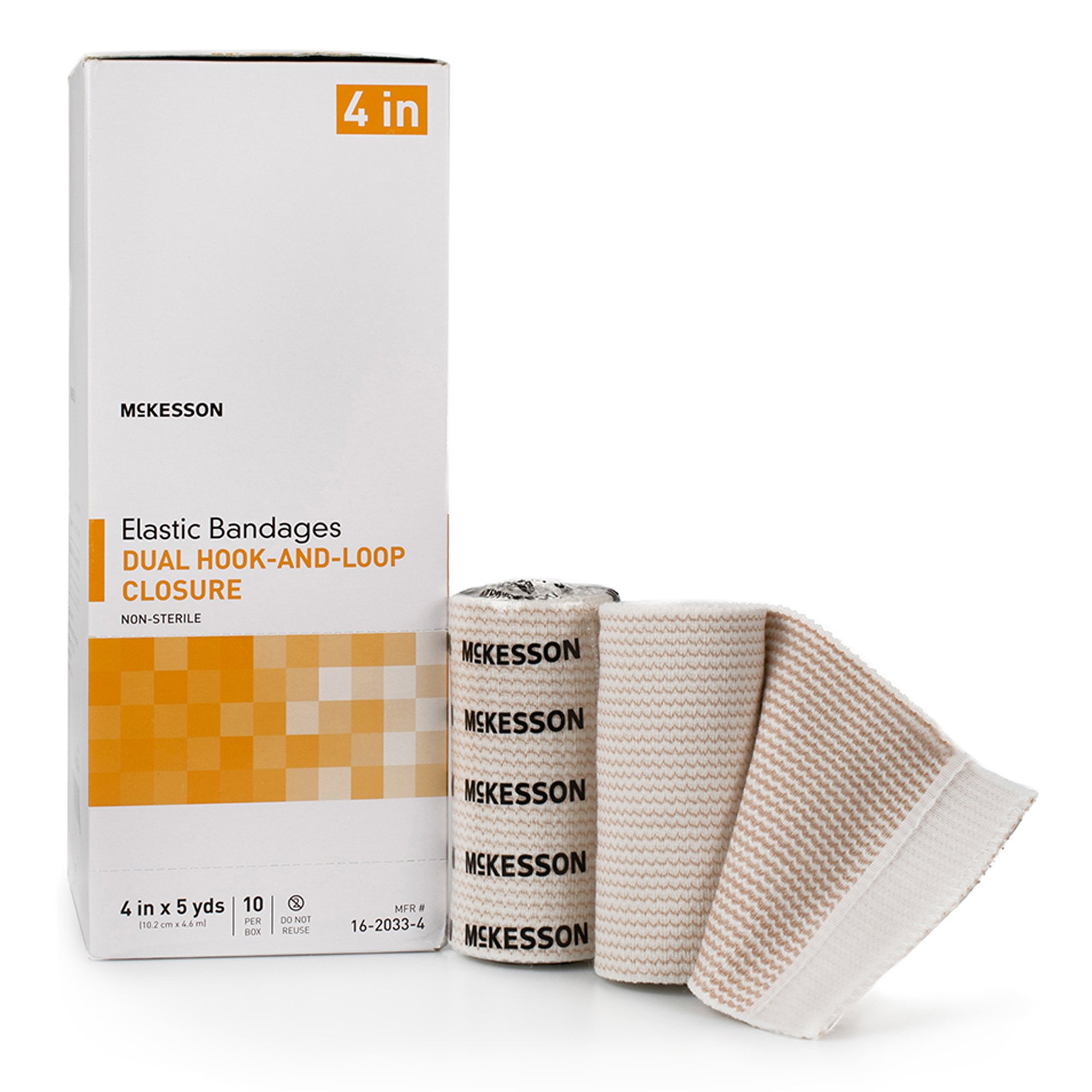 McKesson Elastic Bandage 4 Inch X 5 Yard Double Hook and Loop Closure ...