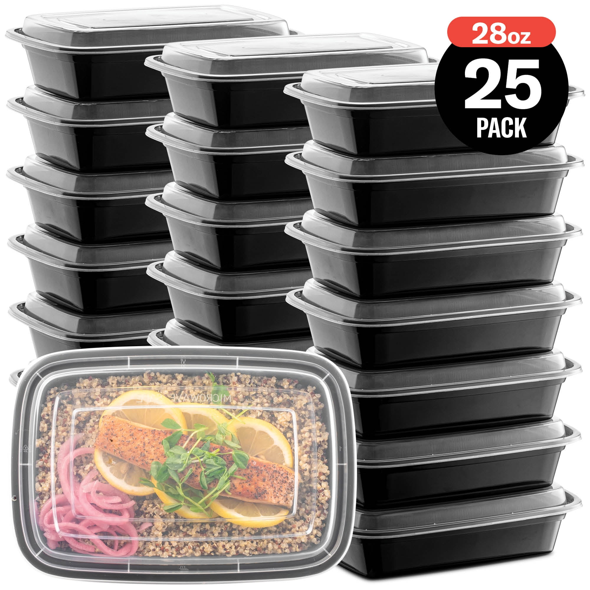 Promoze 25-Pack Meal Prep Plastic Microwavable Food Storage Containers ...