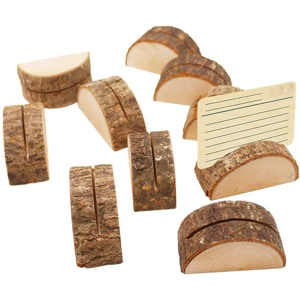 10 Pieces Semicircle Rustic Wood Table Card Stand Wood Place Card ...