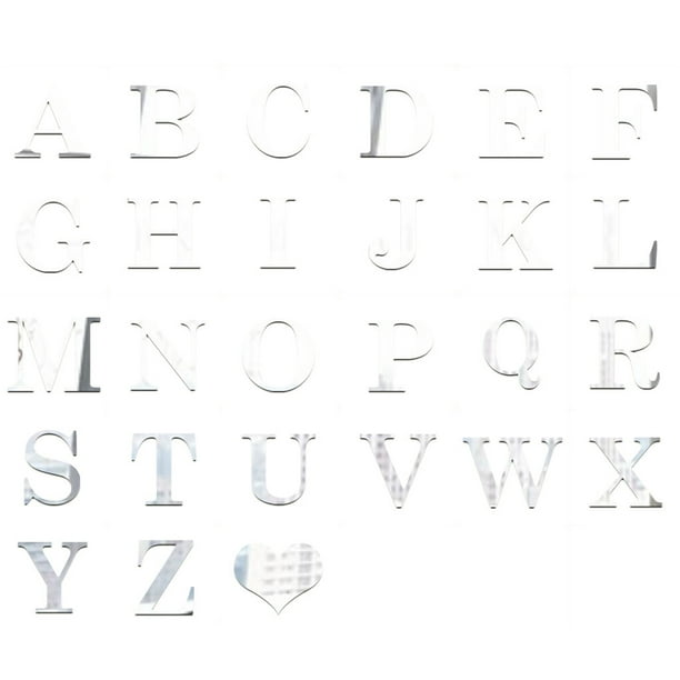 English Letters Mirror Sticker 3D Acrylic Alphabet Mirrored Decals ...
