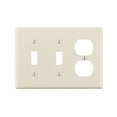 Leviton 000-78021-000 Light Almond 3-Gang 2-Toggle 1-Duplex Combo Wall ...