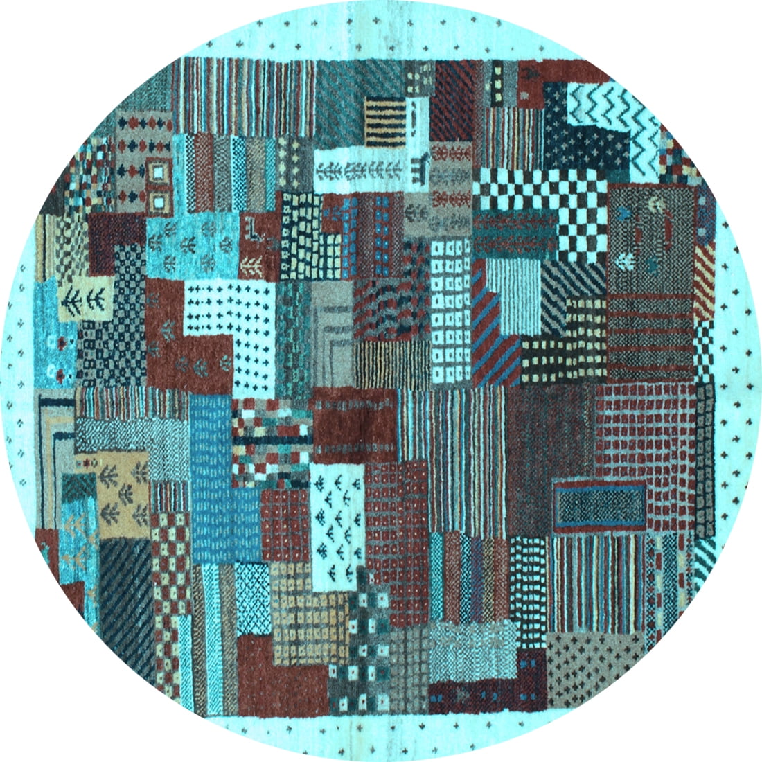Ahgly Company Indoor Round Abstract Light Blue Contemporary Area Rugs ...