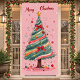Christmas Tree Design Christmas Banner Pink Bow Holiday Backdrop Gold ...