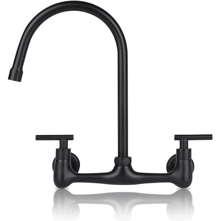 XBRW Matte Black Wall Mount Faucet 8 Inch Center Commercial Utility ...
