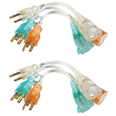 Coleman Cable 06991 8" Assorted Color Power Strip Extension Cord 3 ...