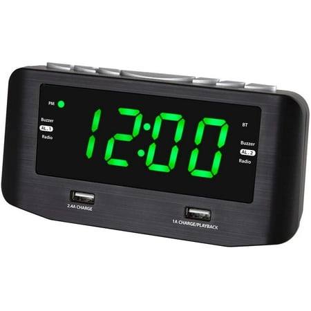 146CR Alarm Clock Radio, PLL FM Radio, Dual Alarm, 1.2" Green D Display ...