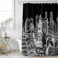 Abstract Shower Curtain, White and Black Global Landmarks Modern ...