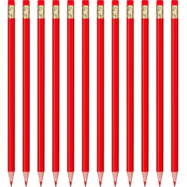 24 Pieces Checking Erasable Pencils Red Pencils Pre-Sharpened #2 HB ...